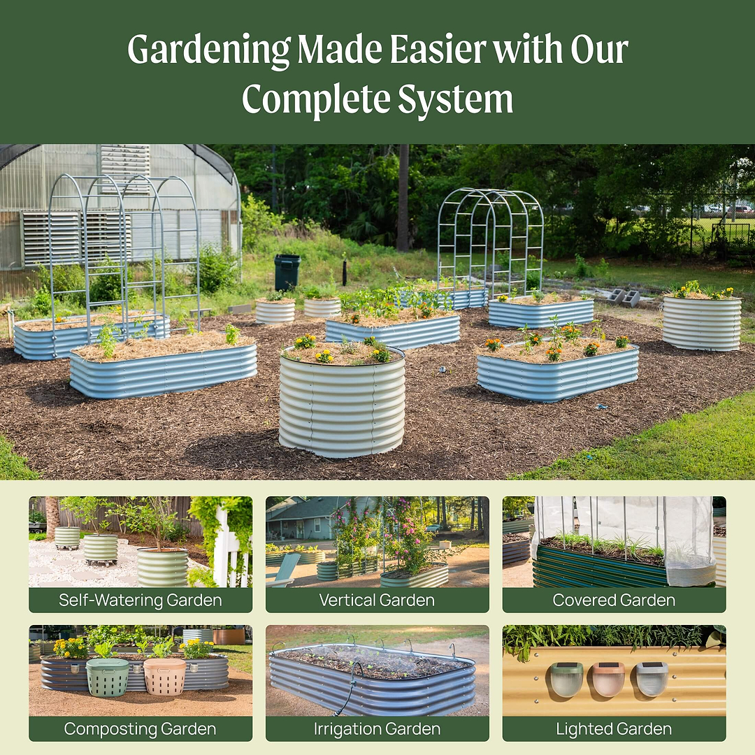 17" Tall 9 in 1 Modular Metal Raised Garden Bed | Vego Garden