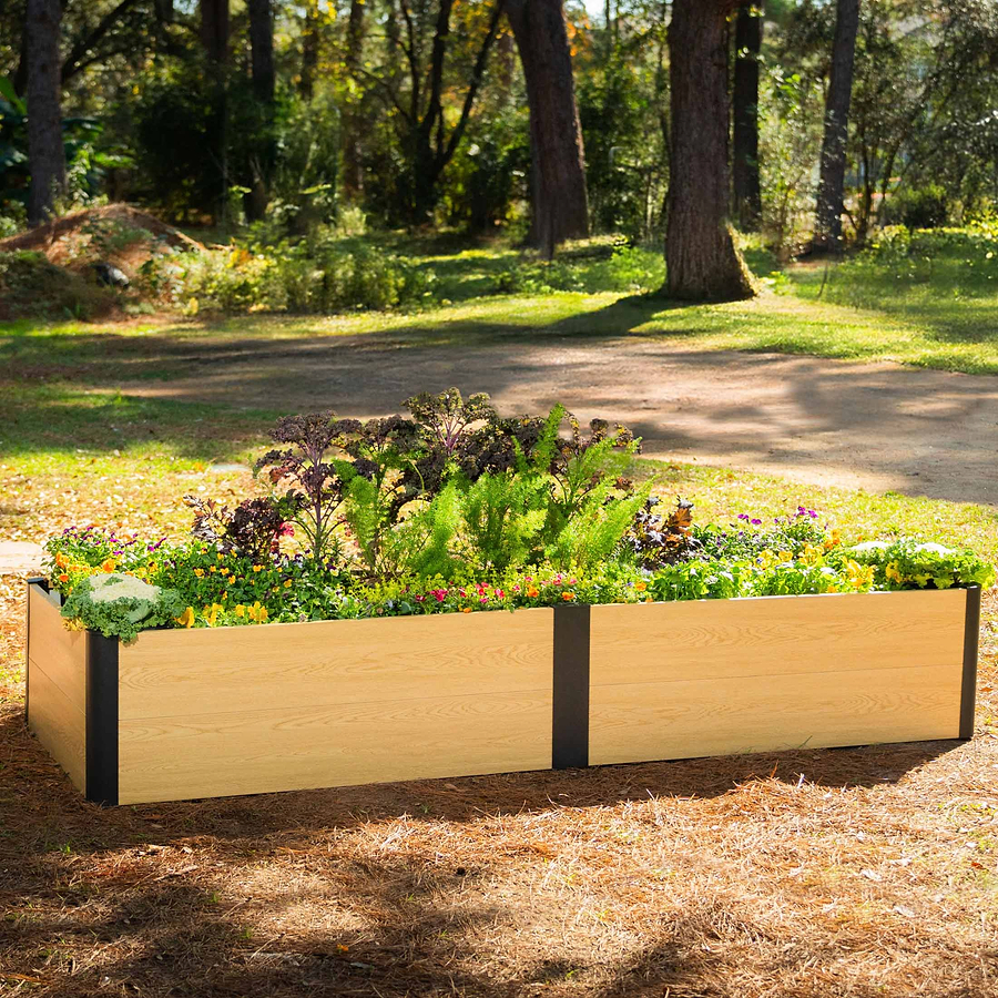 16" Tall Woodgrain 2' x 8' Metal Raised Garden Bed