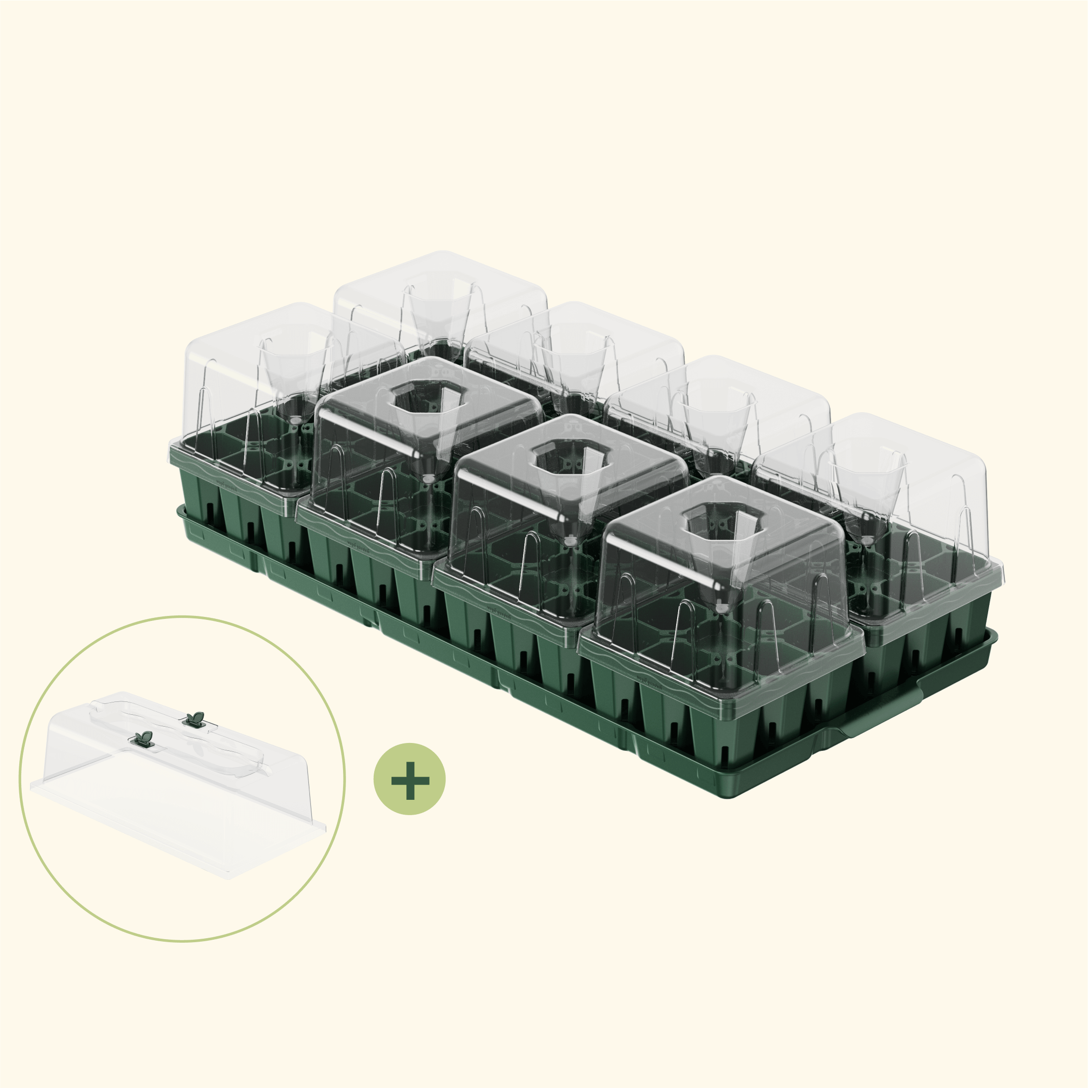 Standard 1020 Seedling Trays Kit | 10-Cell Inserts & Dome