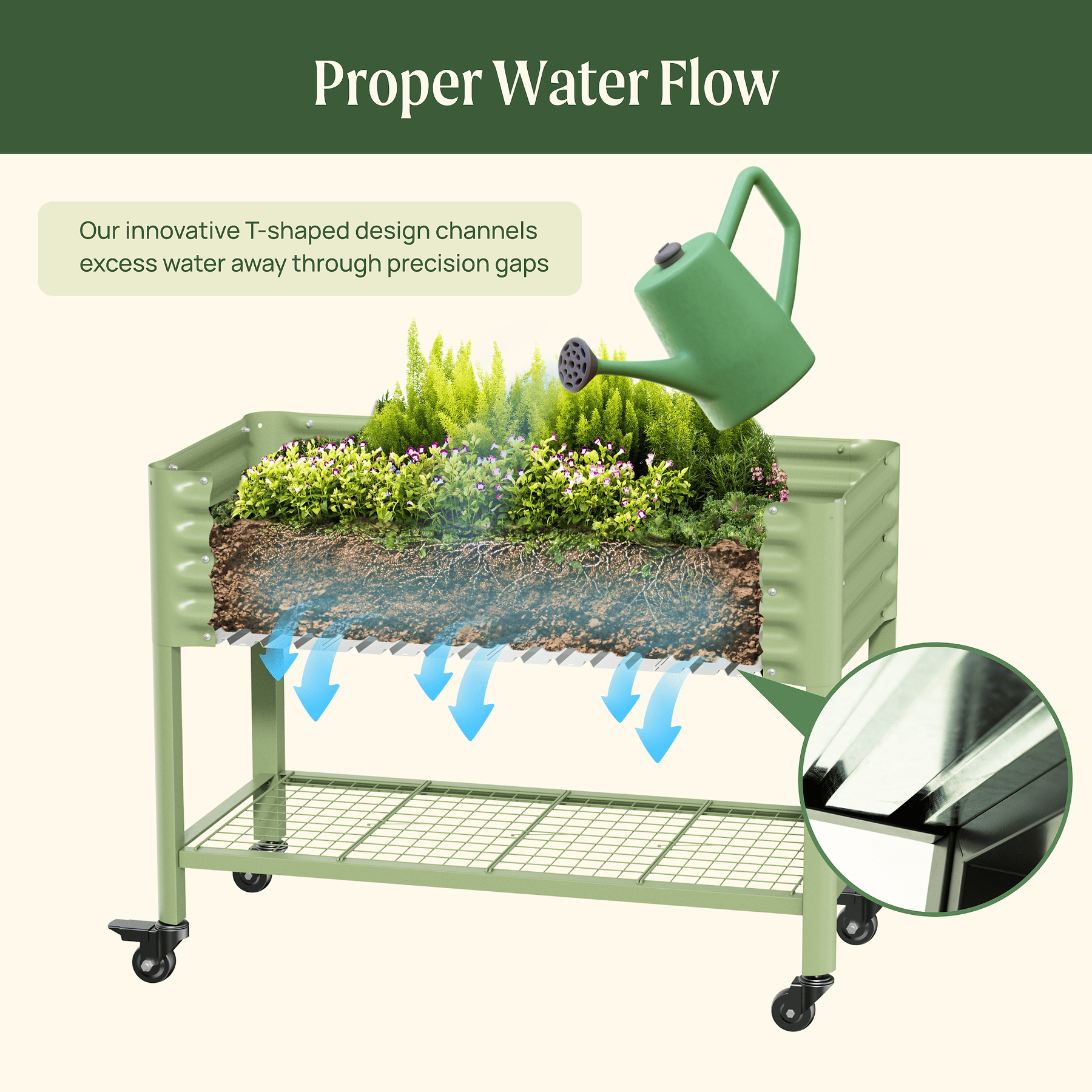 Elevated Garden Bed - 2' x 4' Wheels Included