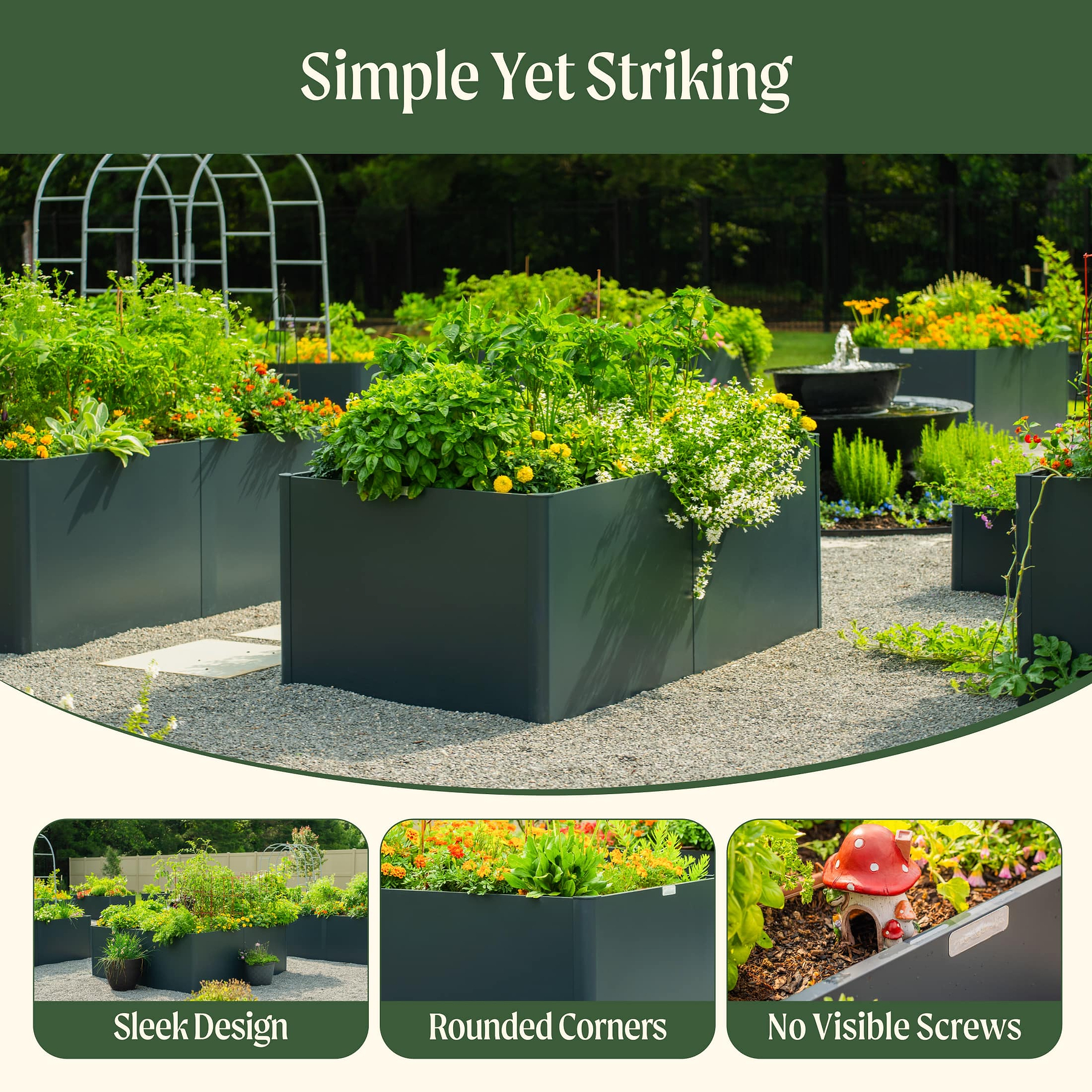 32" Tall Modern Raised Garden Beds 27" x 83" | Vego Garden