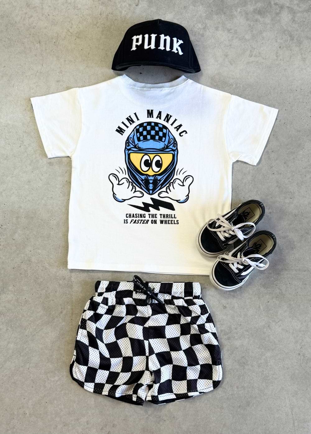 Mini Maniac T-Shirt - White | Little Trouble