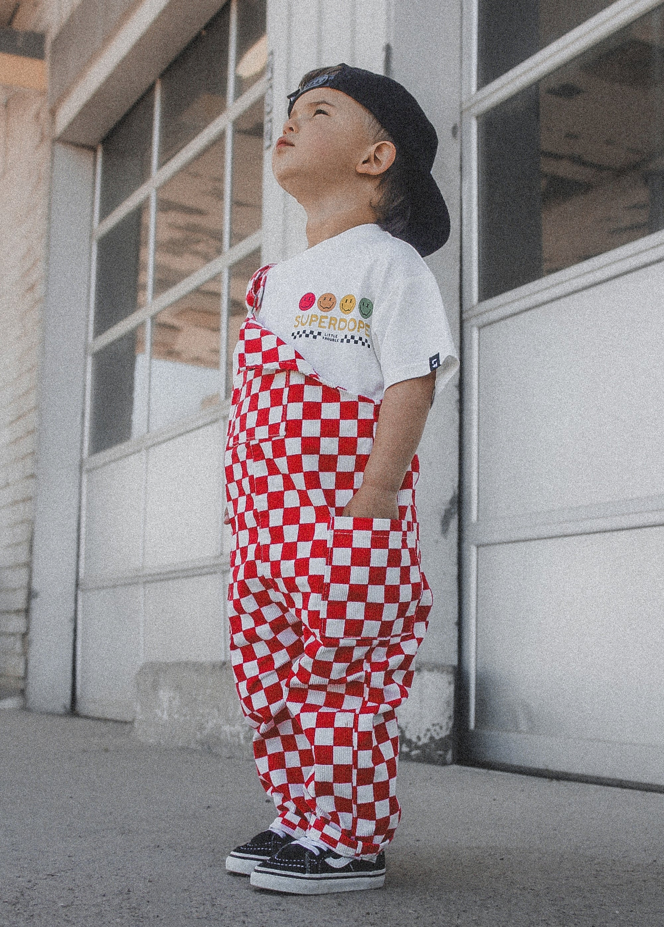 Checkered Overalls - Red | Little Trouble