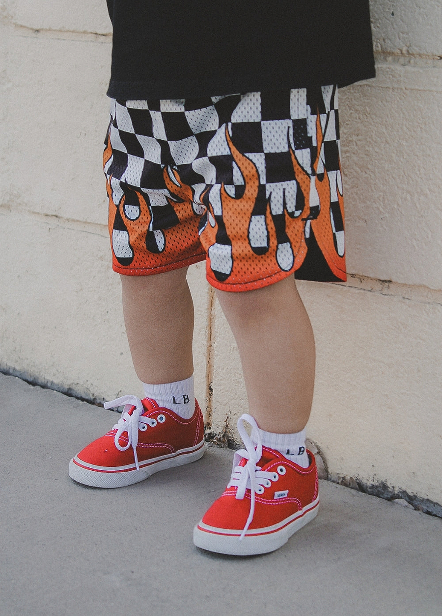 Heater Checker Flame Mesh Shorts | Little Trouble
