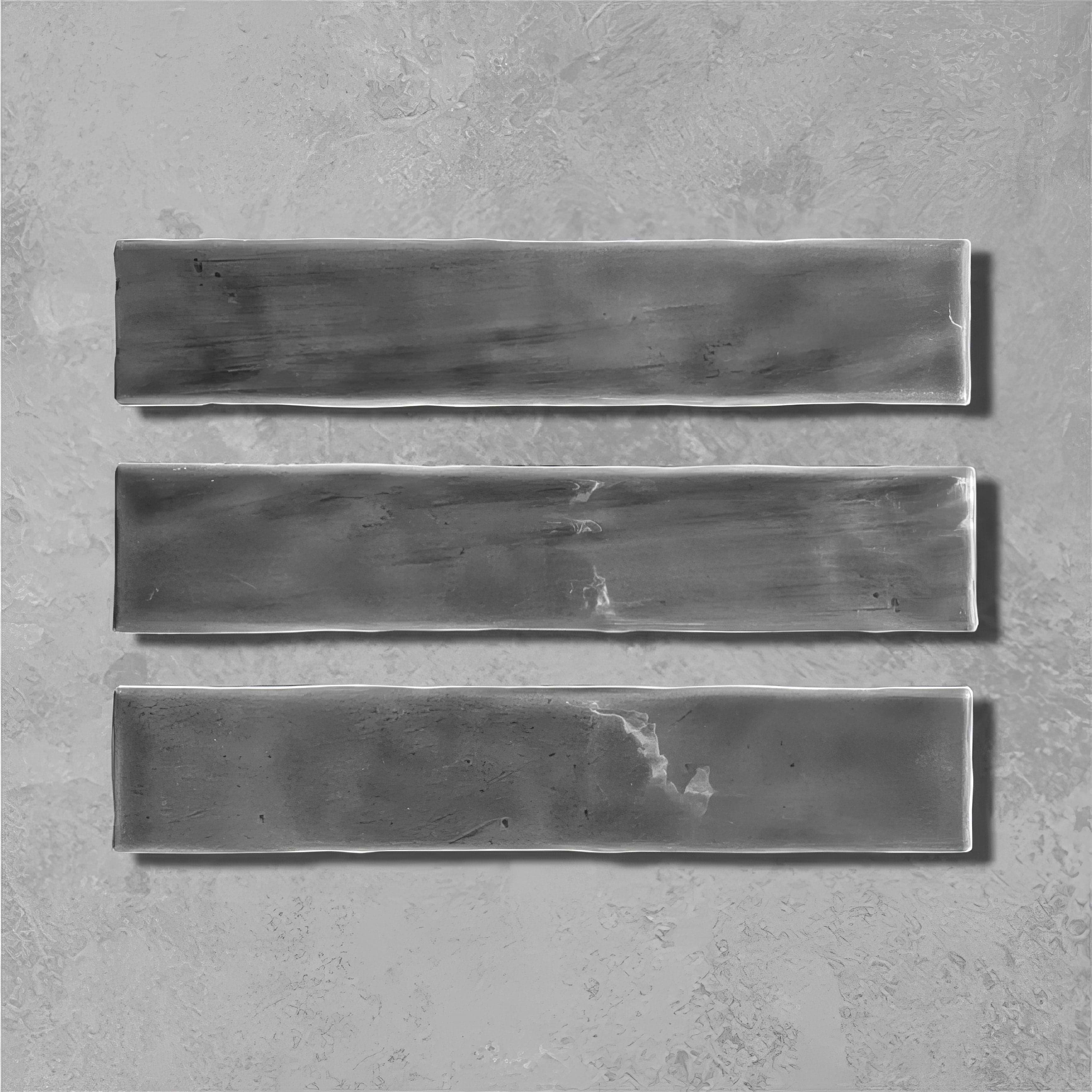 Skinny Old Iron Metro Tile - Glossy Dark Grey Tiles – Hyperion Tiles