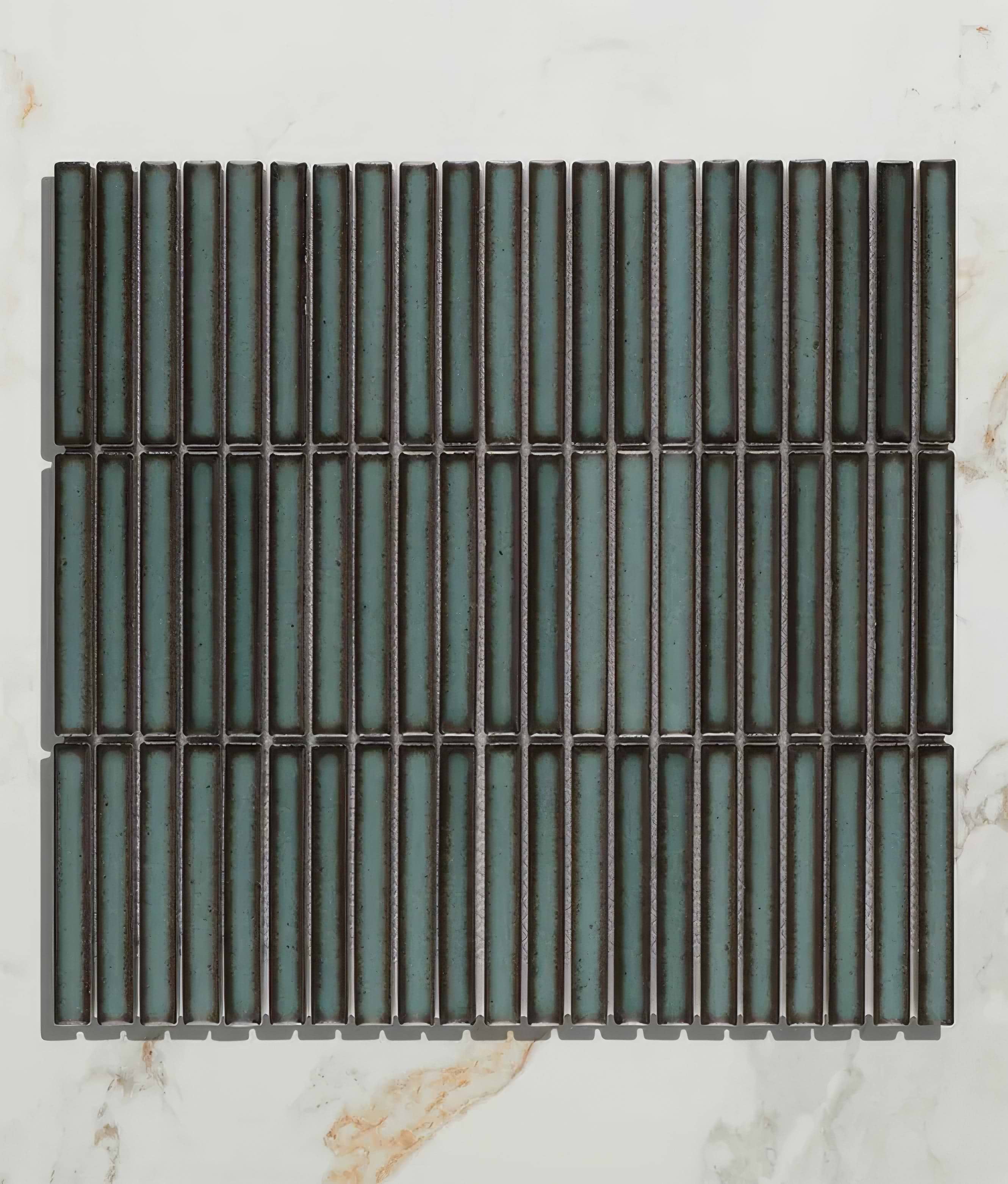Bamboo Lustre Porcelain Mosaic Teal - Hyperion Tiles - Ca'Pietra