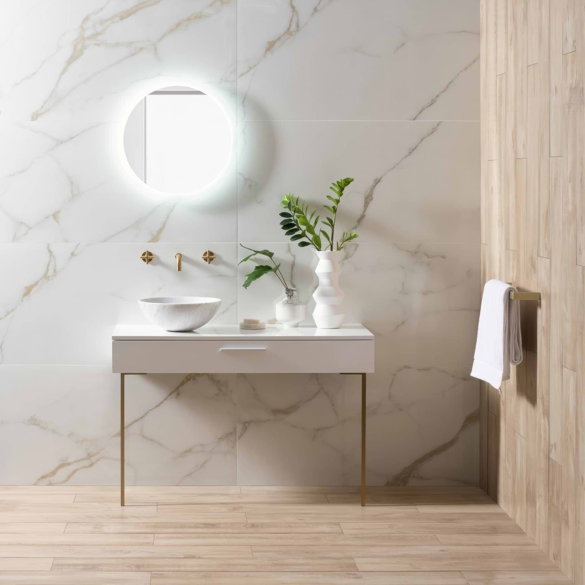 Bianco Oro Polished Porcelain 60 x 120cm From Hyperion Tiles