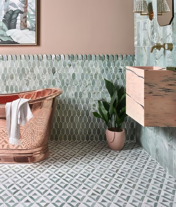 East Java Hummingbird Marble Plume Mosaic - Hyperion Tiles