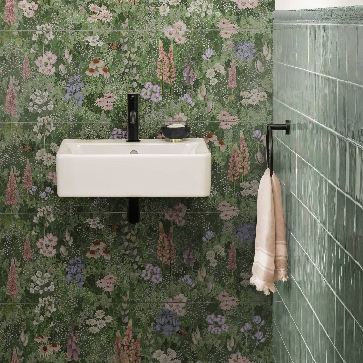 English Garden Floral Single Tile | Floral, Patterned Wall Tile ...