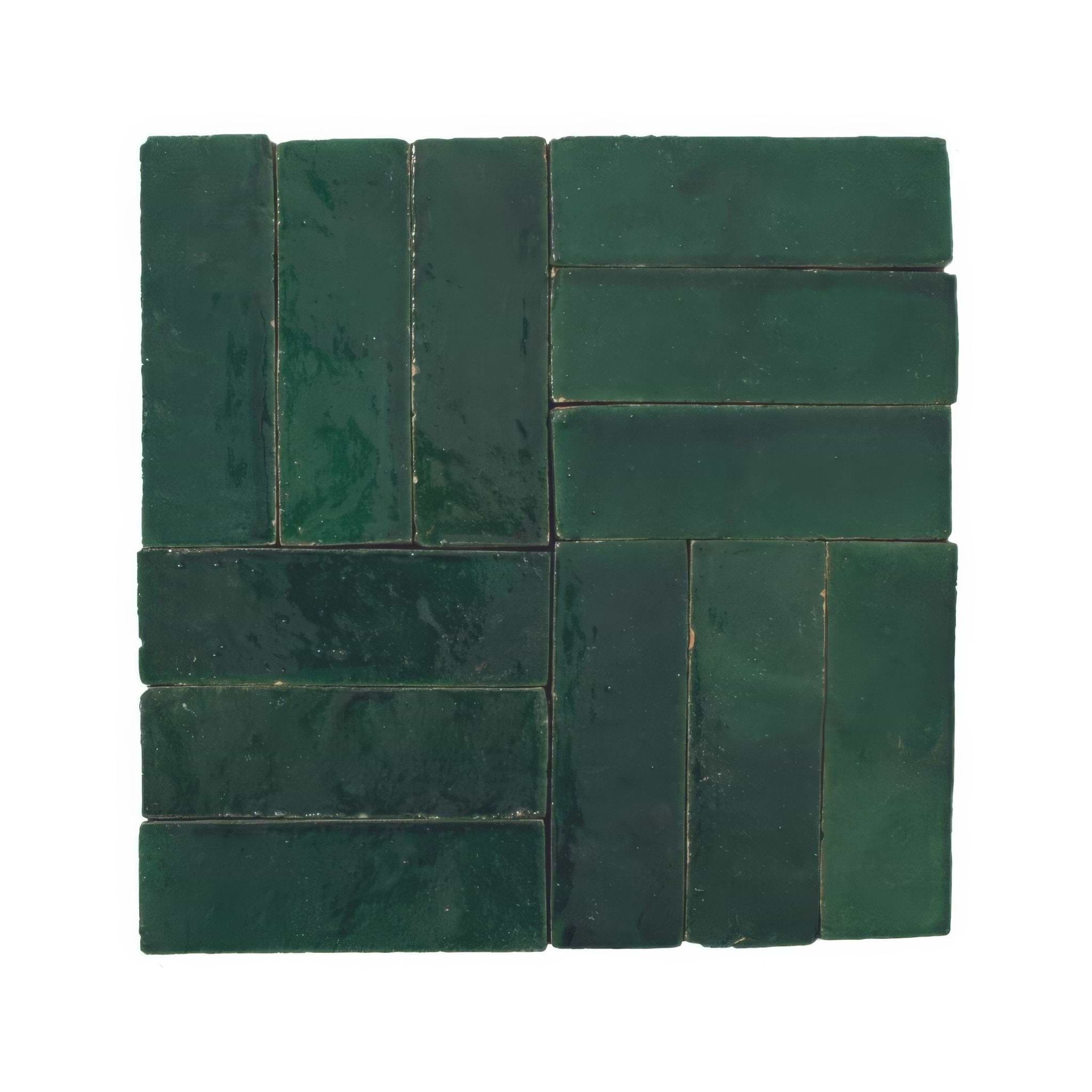 Medina Moss Green Zellige Rectangle Kitchen Floor & Wall Tiles