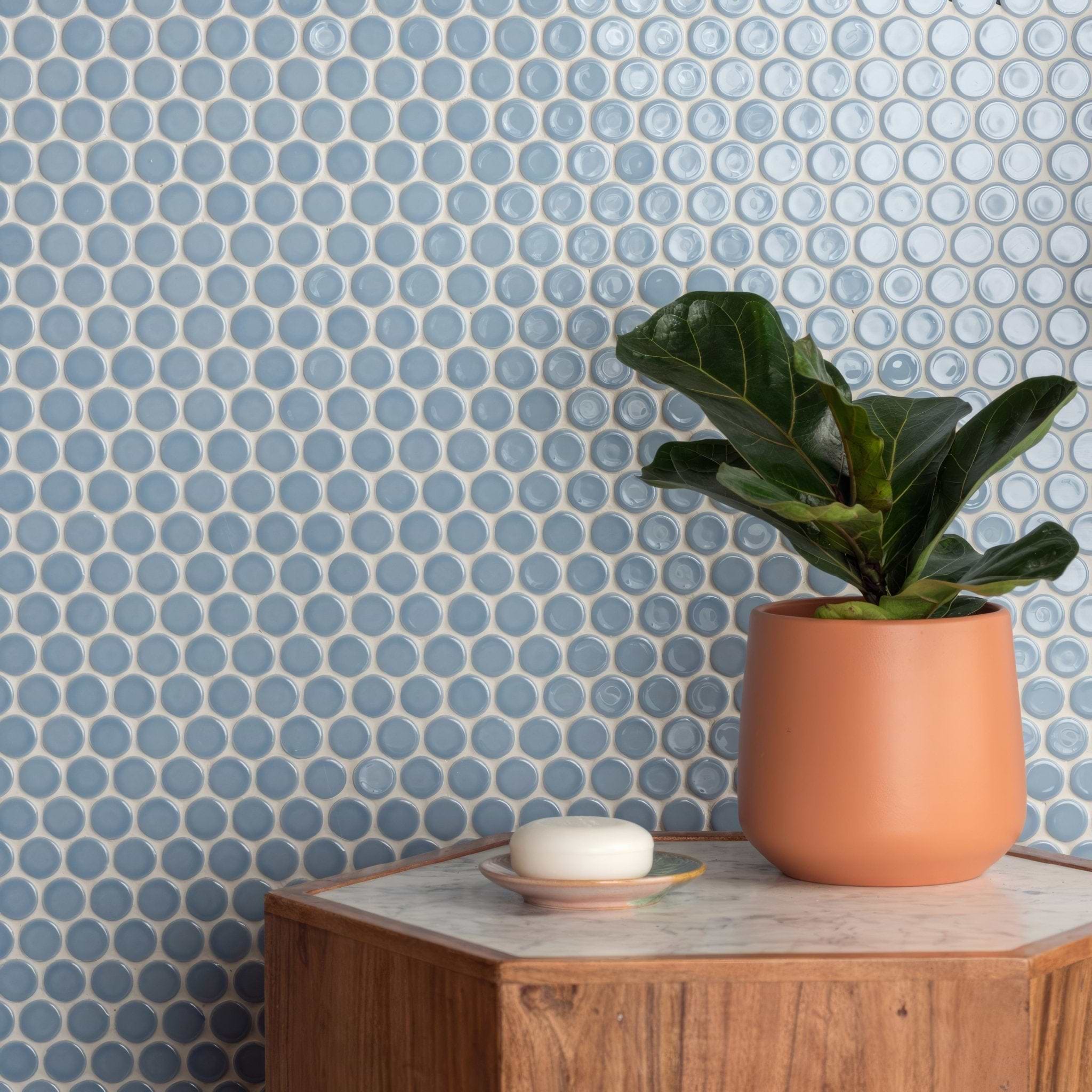 Mini Light Blue Penny Round from Hyperion Tiles