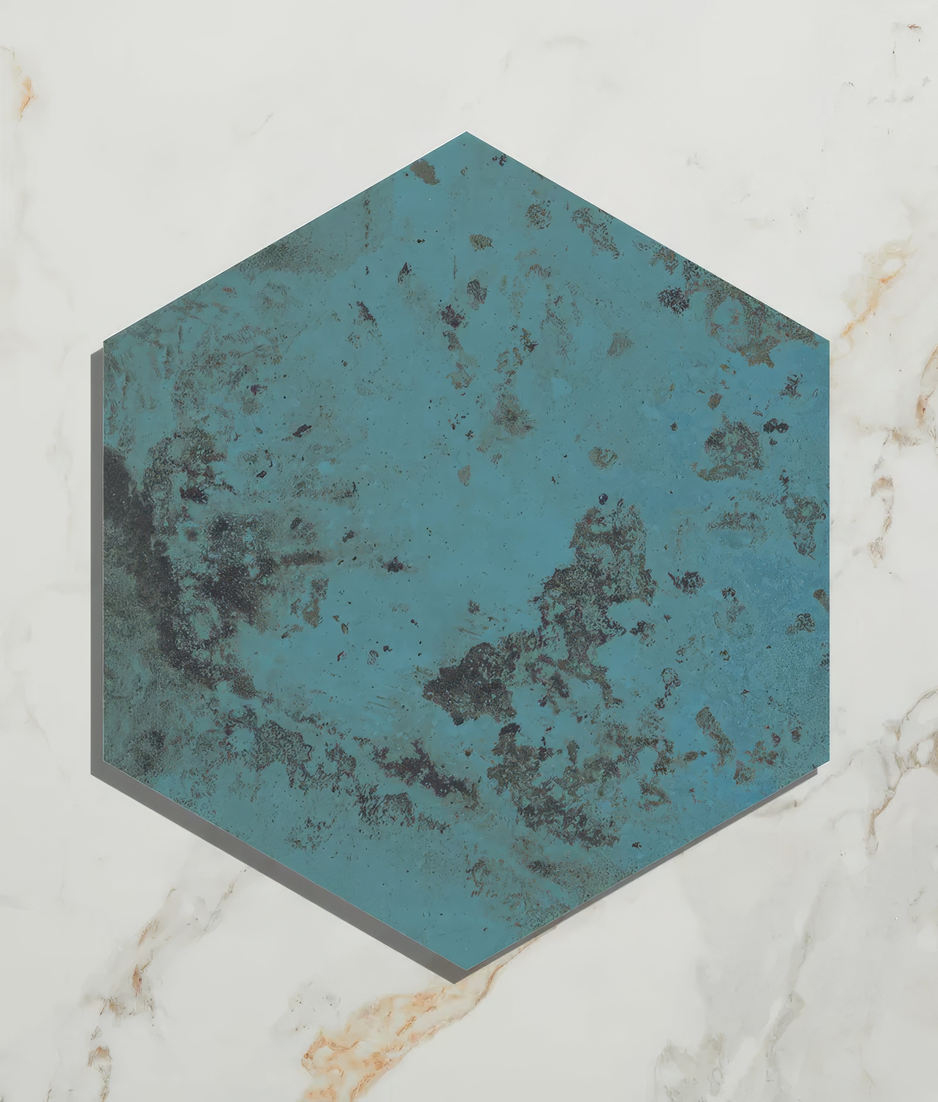 Verdigris & Pearl White Hexagon Porcelain Tiles – Hyperion Tiles