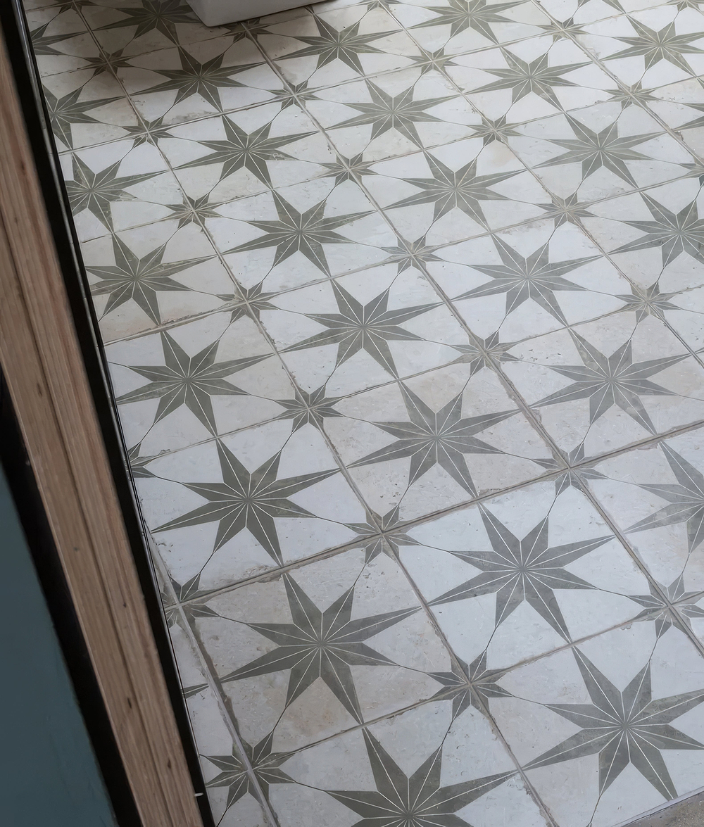 Spitalfields Retro Star Sage 45x45cm Matt Tiles – Hyperion Tiles