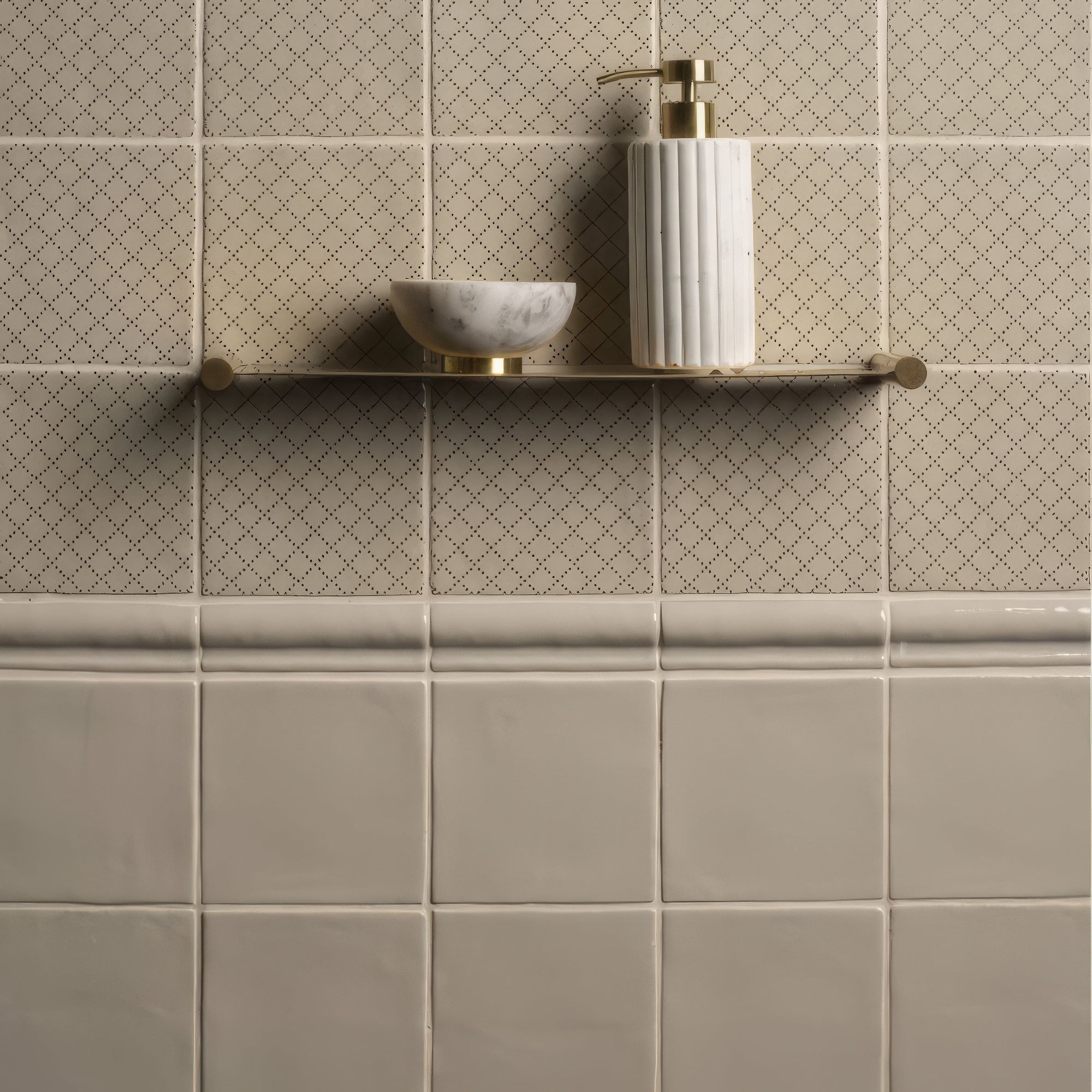 Manoir Trellis Pumice Ceramic Tiles - Green Gloss Finish – Hyperion Tiles