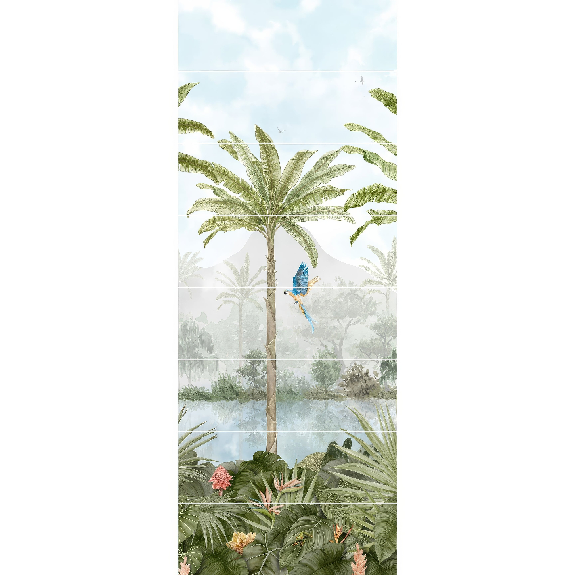 Tropical Oasis Panel C - Ceramic Bathroom Wall Mural – Hyperion Tiles