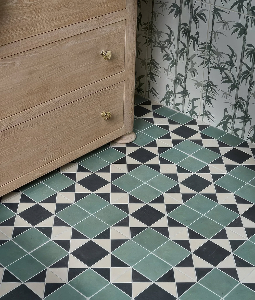 Victorian Style Porcelain Finchley Pattern Forest green From Hyperion Tiles