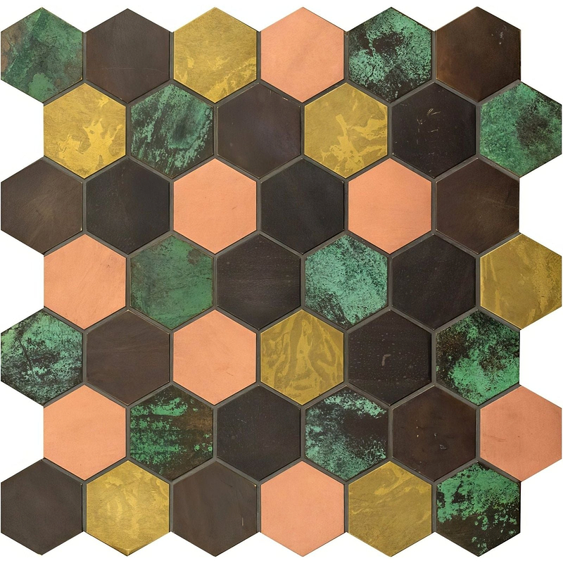 Flidor Mixed Colour Copper Mosaic from Hyperion Tiles