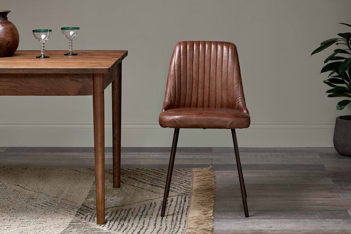 Harsha Leather Dining Chair - Chocolate Brown – nkuku