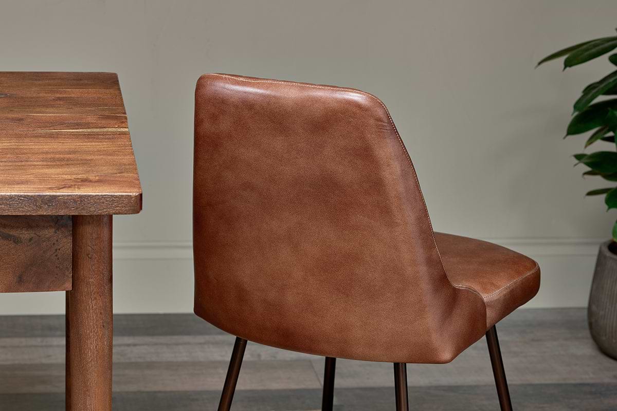 Harsha Leather Dining Chair - Chocolate Brown – nkuku