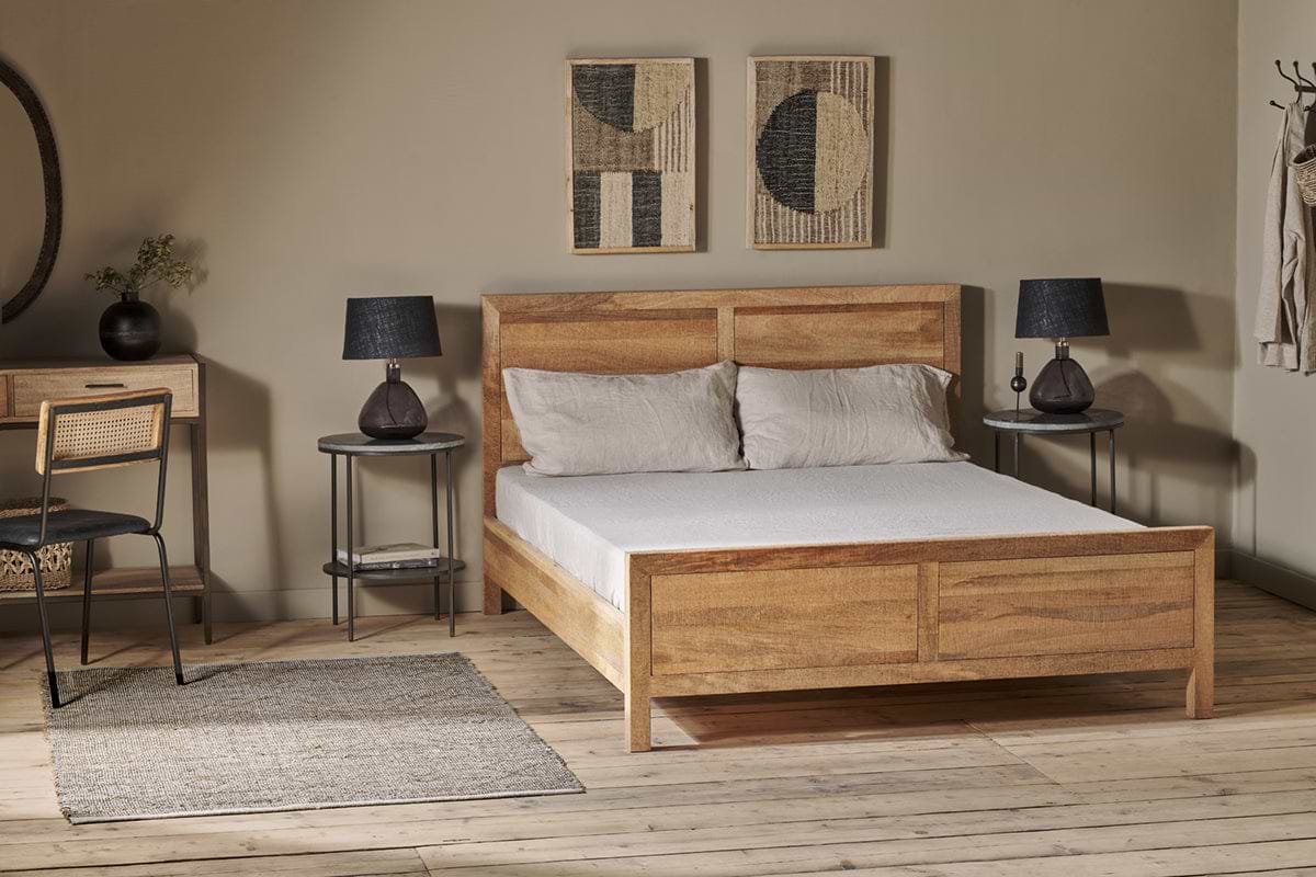 Mango wood bed frame queen store
