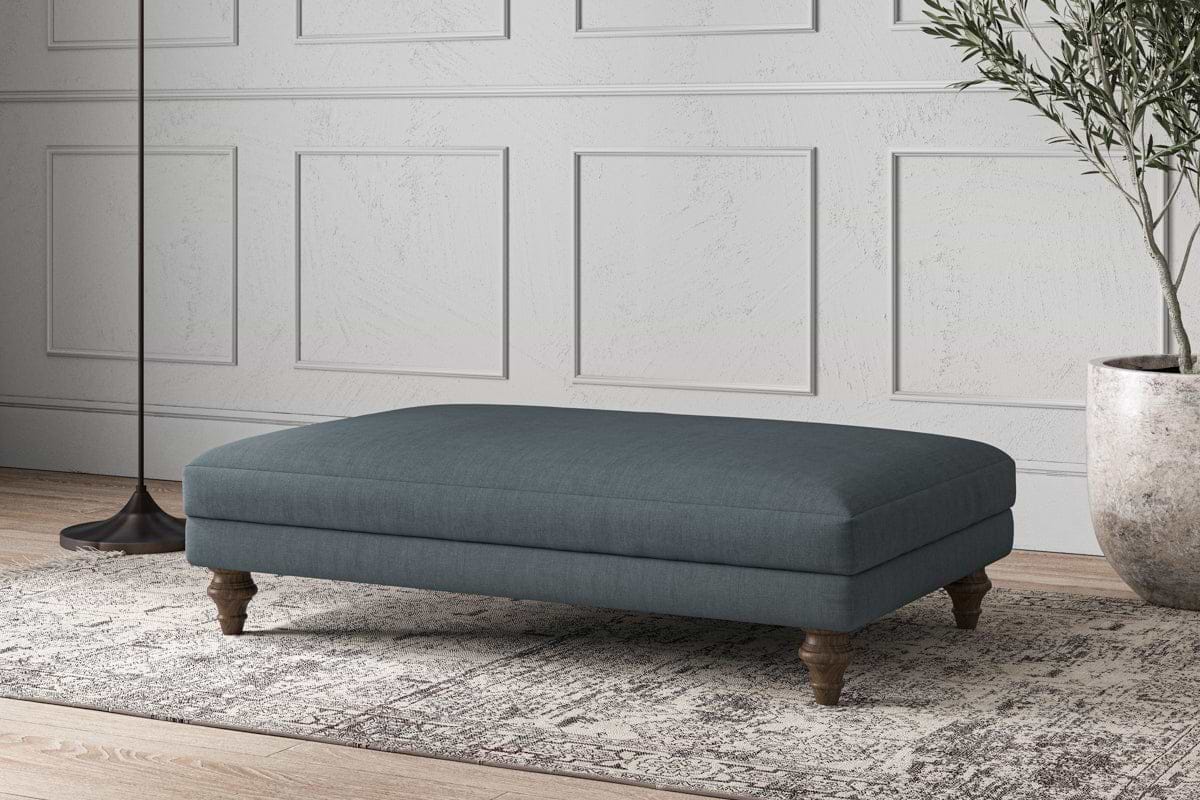 Deni Large Footstool - Brera Linen Dusk – nkuku