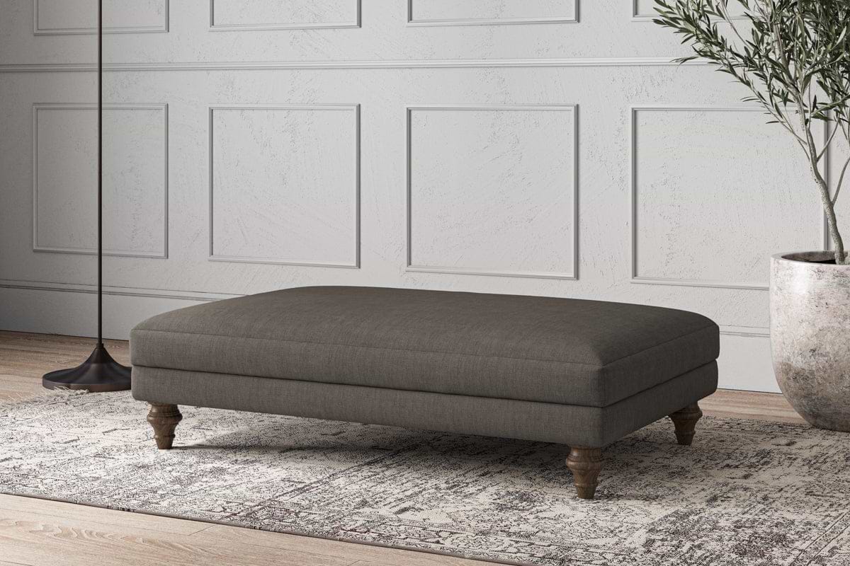 Deni Large Footstool - Brera Linen Granite – nkuku