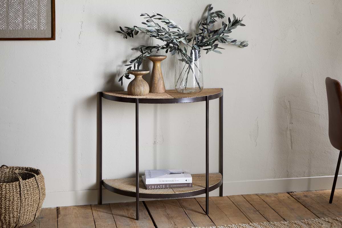 Aasha Mango Wood Half Moon Console Table - Natural - nkuku