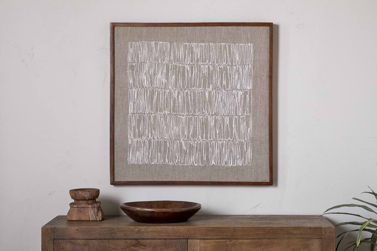 Birala Hand Stitched Wall Art - Natural-nkuku