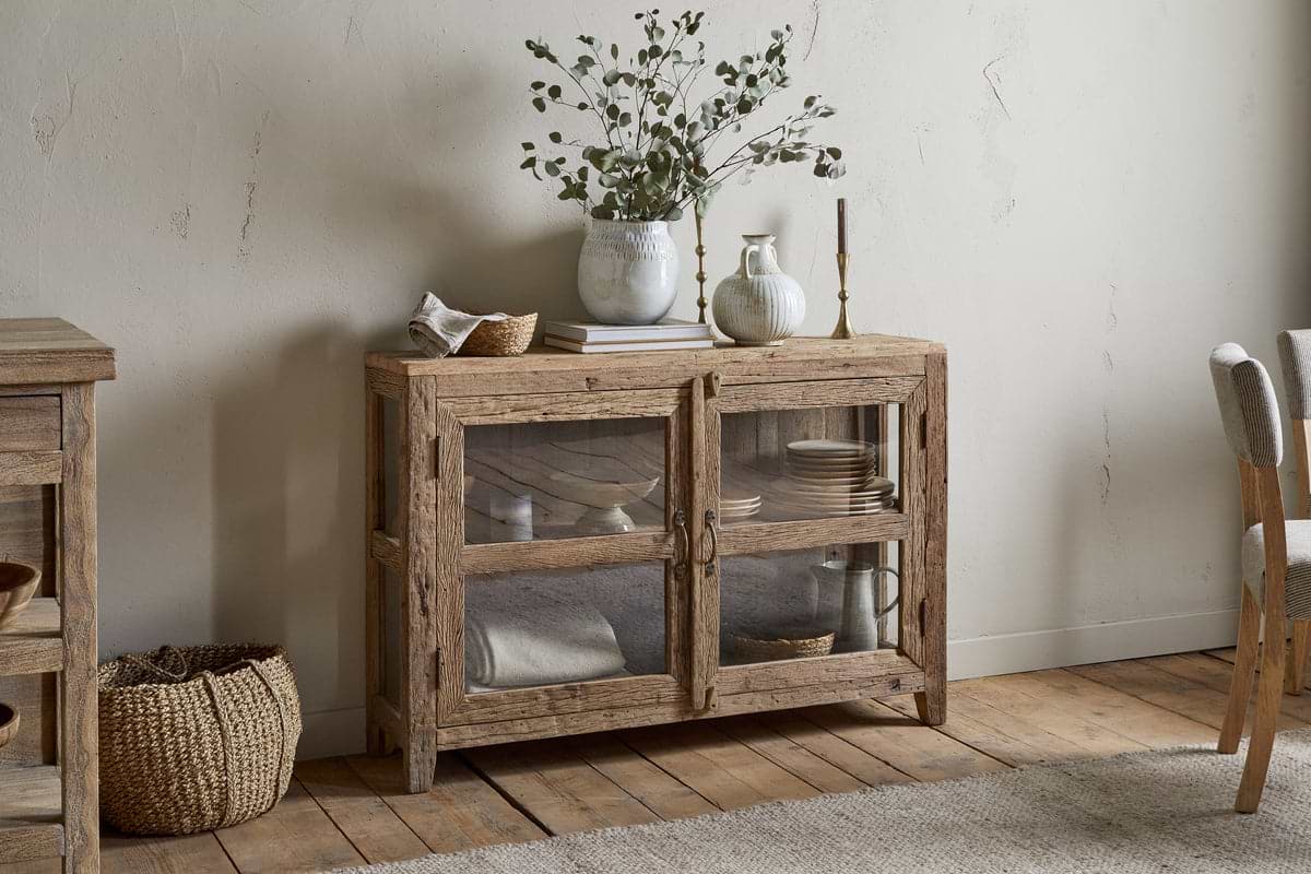 Ibo Reclaimed Wood & Glass Sideboard - Natural - nkuku
