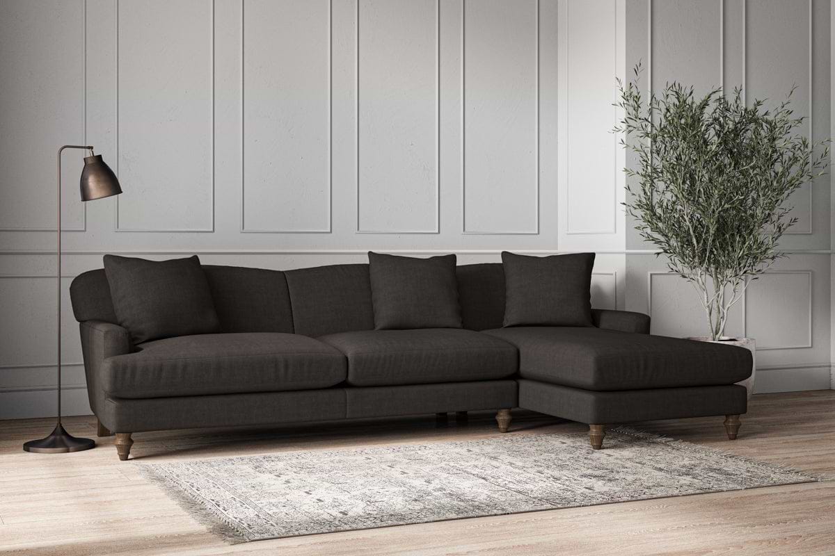 Deni Grand Right Hand Chaise Sofa - Brera Linen Espresso – nkuku