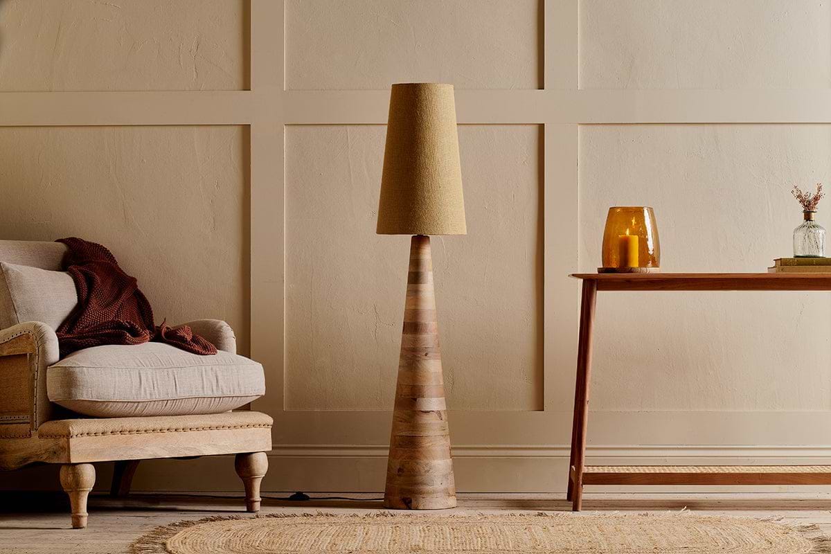 Chameli Tapered Mango Wood Floor Lamp – nkuku