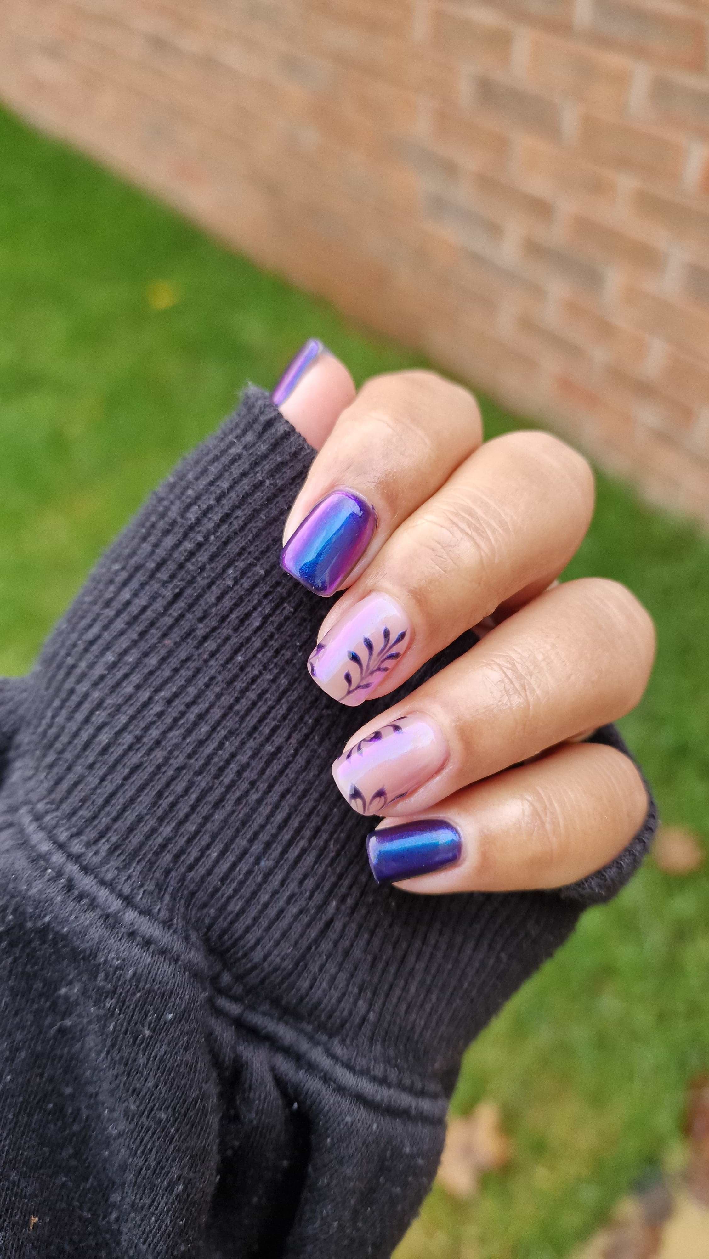 Purple chrome nails store