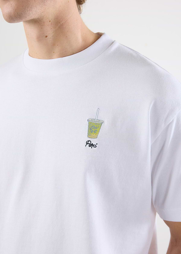 Iced Matcha Oversized T Shirt | Embroidered Organic Cotton | White