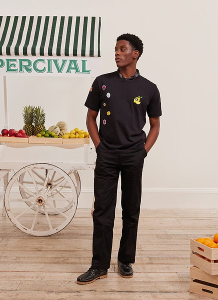 Perci-Post Stamps T Shirt | Champion and Percival | Black