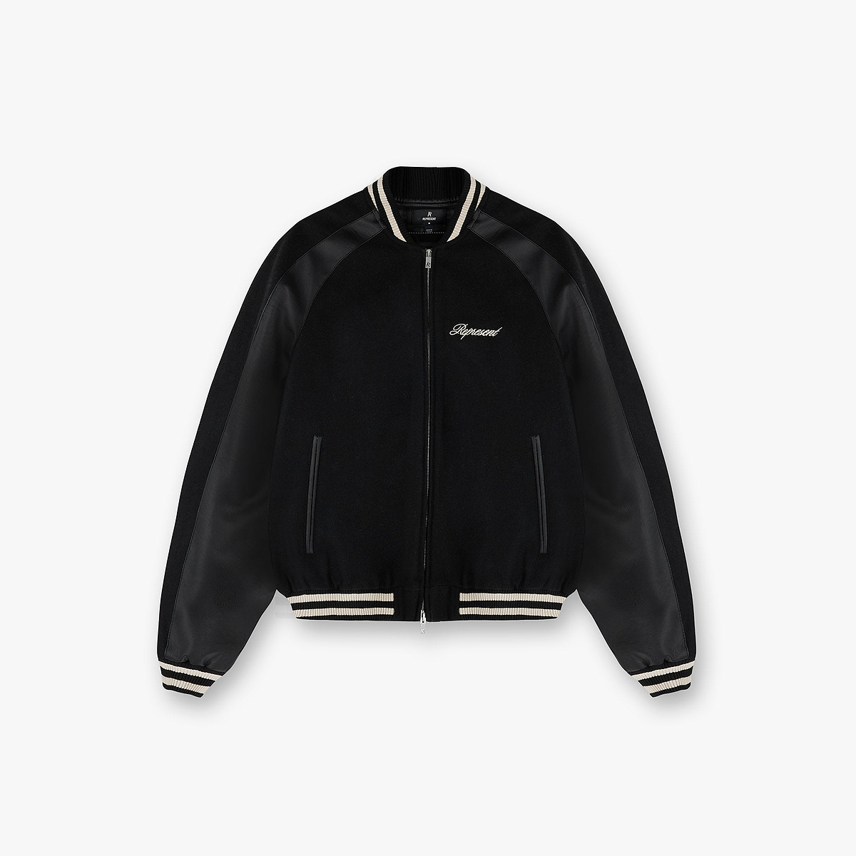 Raglan Varsity Jacket - Black | REPRESENT