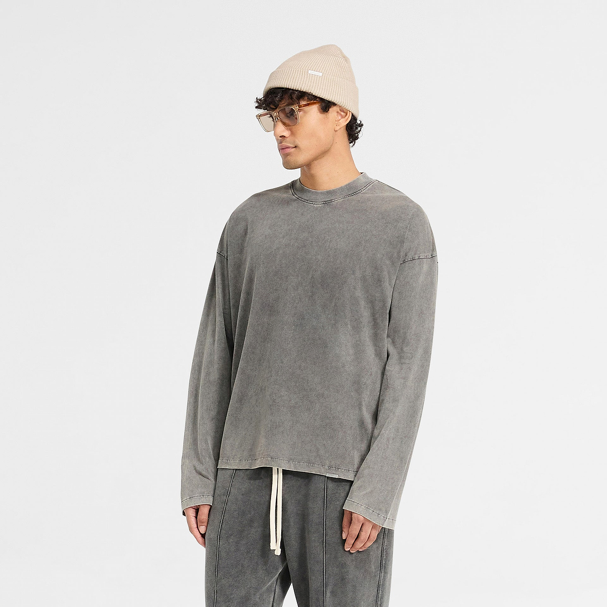 Initial Long Sleeve Open Cuff T-Shirt | Vintage Grey | REPRESENT