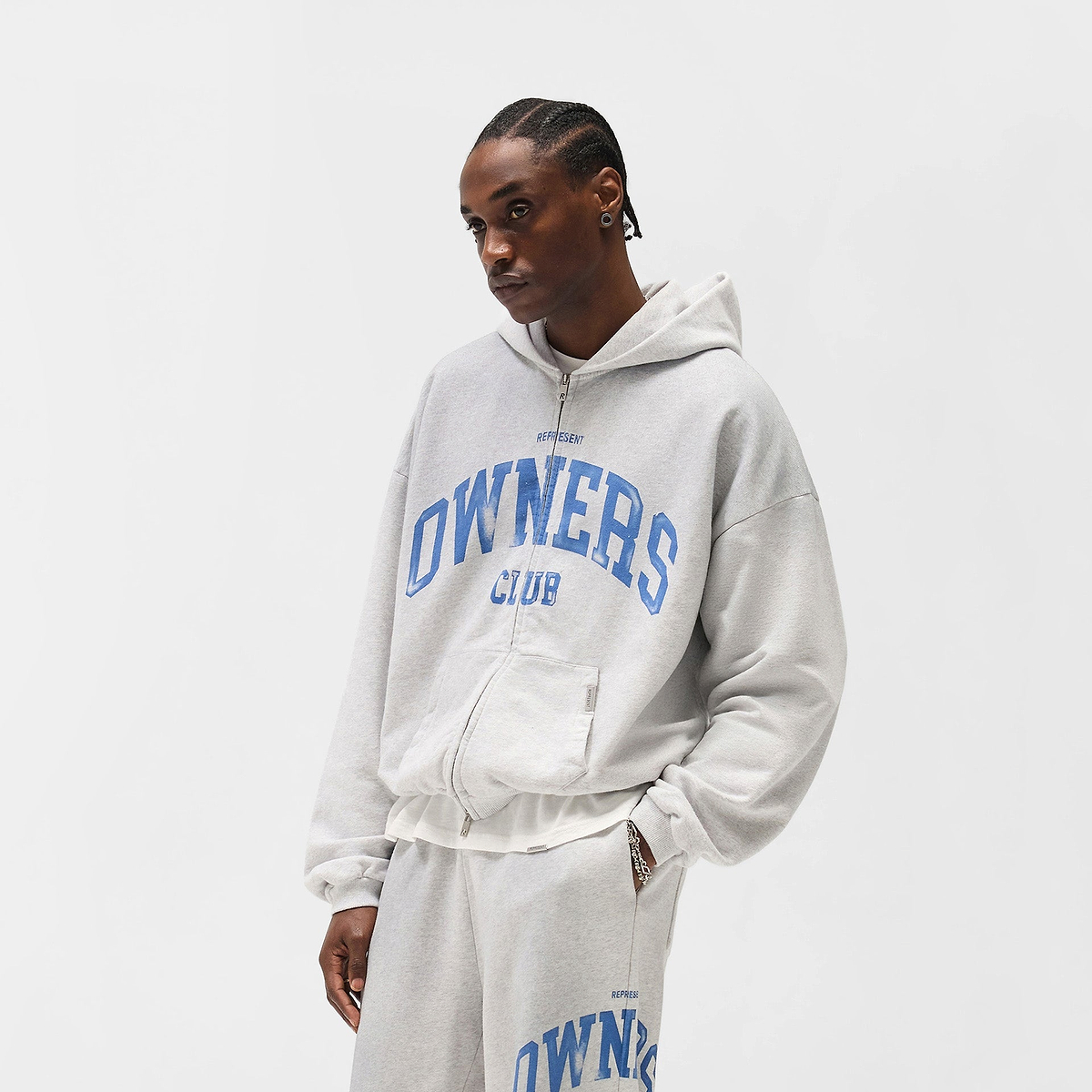 Ice Grey Marl Zip Hoodie | Represent Owners Club | REPRESENT