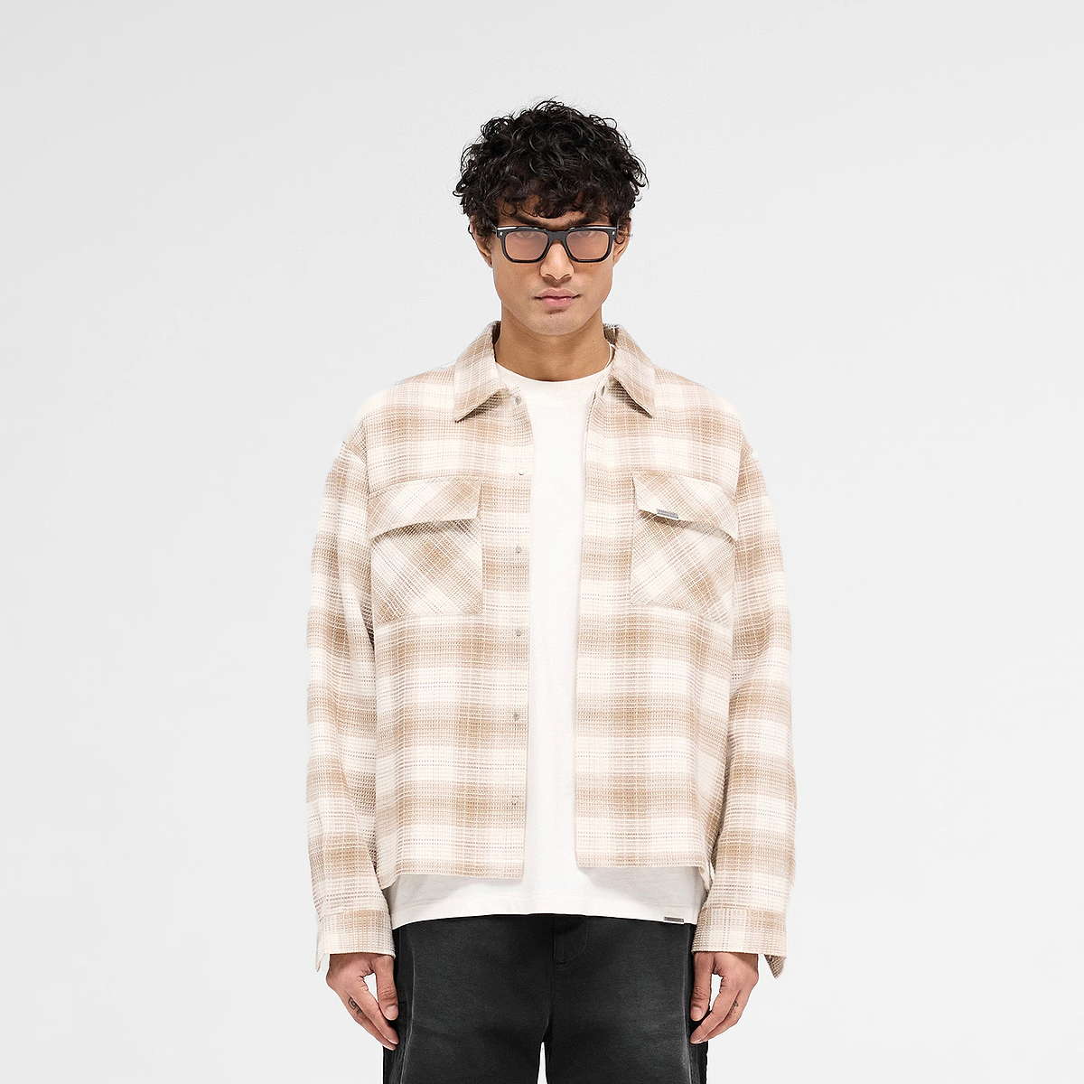 Mid Brown Waffle Flannel Shirt | Mens Shirts | REPRESENT