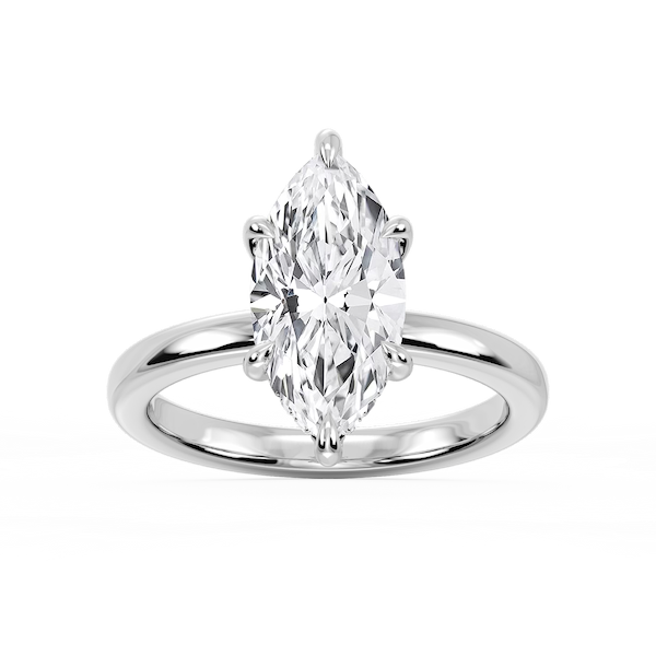 Donna Marquise Lab Grown Diamond Claw Prong Hidden Halo Engagement Rin ...