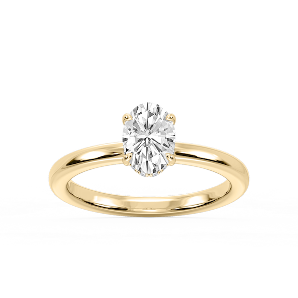 Donna Oval Lab Grown Diamond Claw Prong Hidden Halo Engagement Ring ...