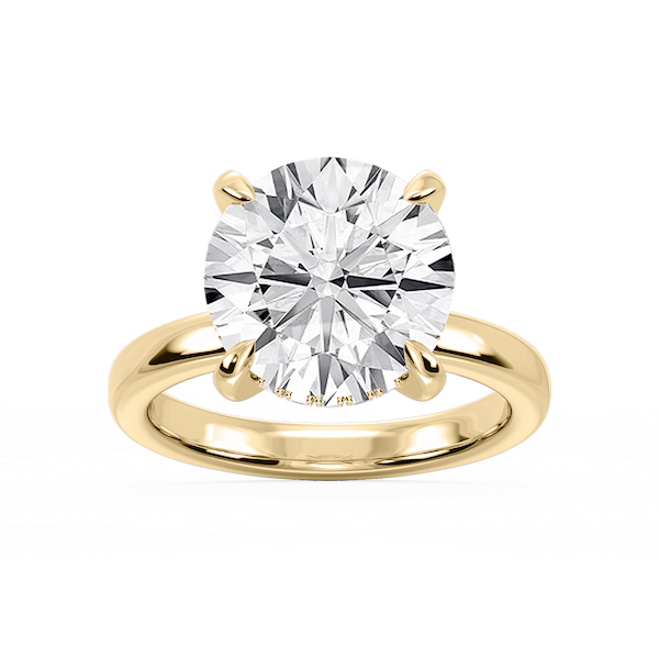 Donna Round Lab Grown Diamond Claw Prong Hidden Halo Engagement Ring ...