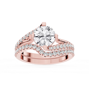 Maelynn Lab Grown Diamond Asymmetrical Split Shank Wedding Set - MiaDonna