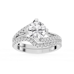 Maelynn Lab Grown Diamond Asymmetrical Split Shank Wedding Set - MiaDonna