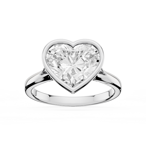 Linda Heart Lab Grown Diamond Bezel Split Shank Solitaire Engagement R ...