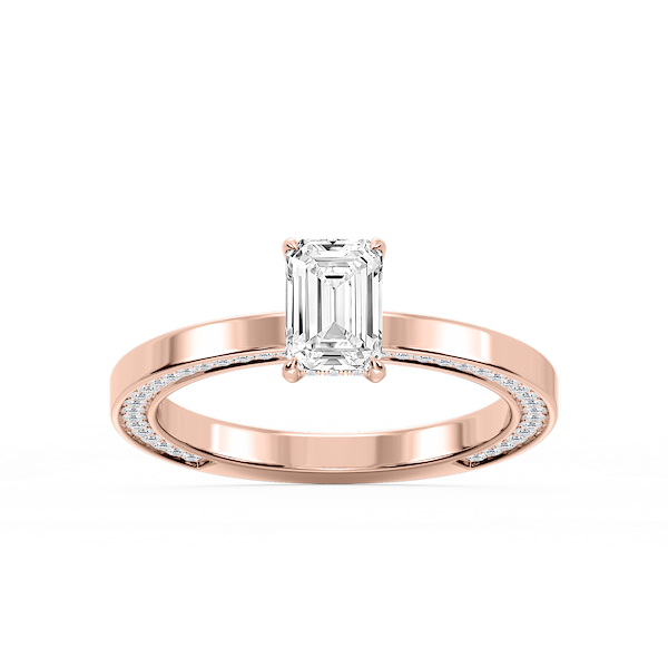 Payton Emerald Lab Grown Diamond Pave Profile Side Stone Engagement Ri ...