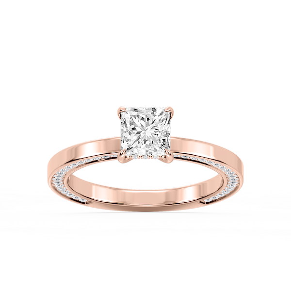 Payton Princess Lab Grown Diamond Pave Profile Side Stone Engagement R ...