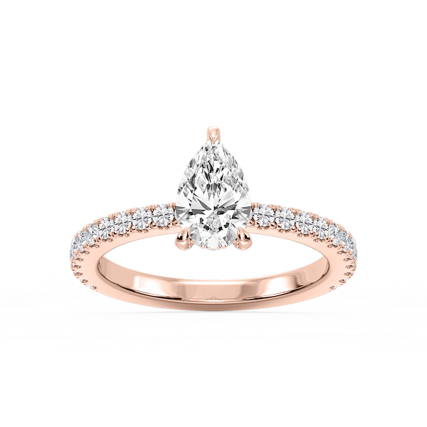 Presley Pear Lab Grown Diamond Claw Prong Hidden Halo Engagement Ring ...