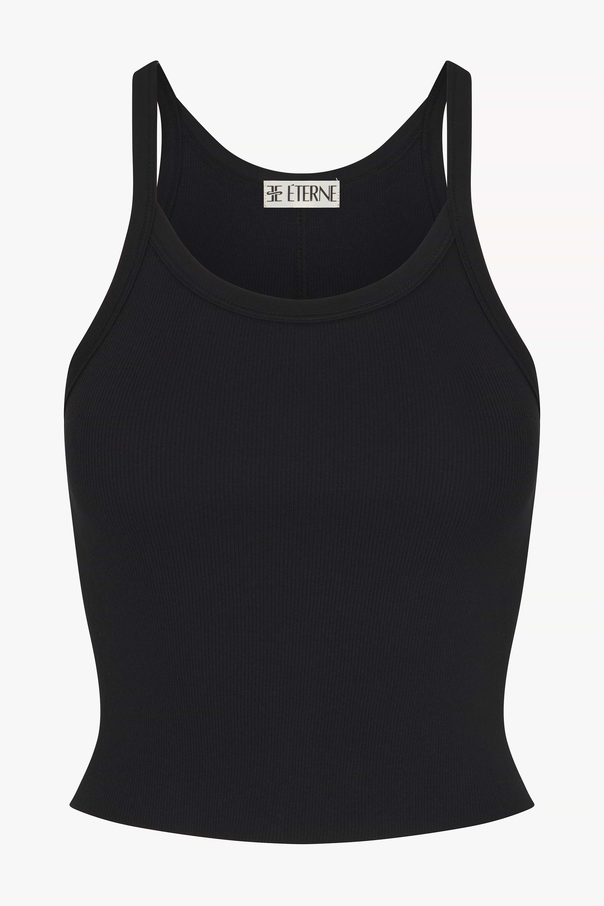 Cropped Rib Tank | Cotton Rib | Black
