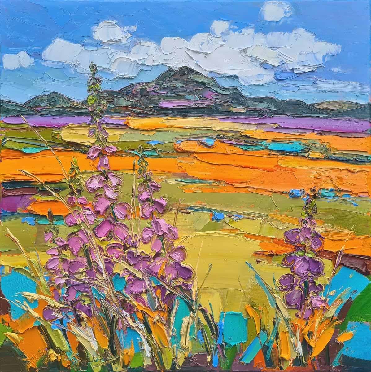 Ben Loyal With Foxgloves | Judith Bridgland – Clarendon Fine Art