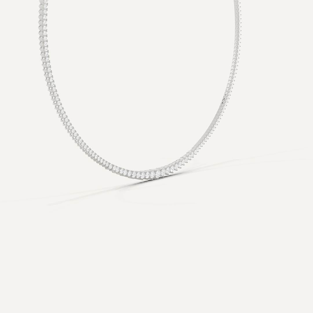 5 1/5 ctw Round Diamond Graduated Tennis Necklace in - Von Diamonds